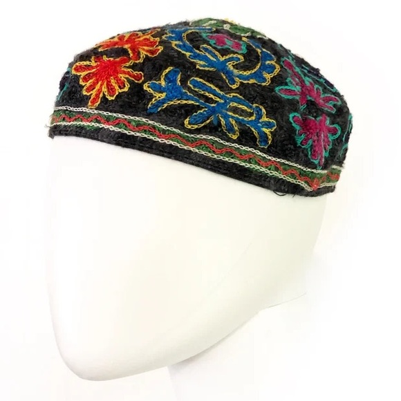 Vintage | Accessories | Vintage Tribal Boho Embroidered Cap Bohemian ...